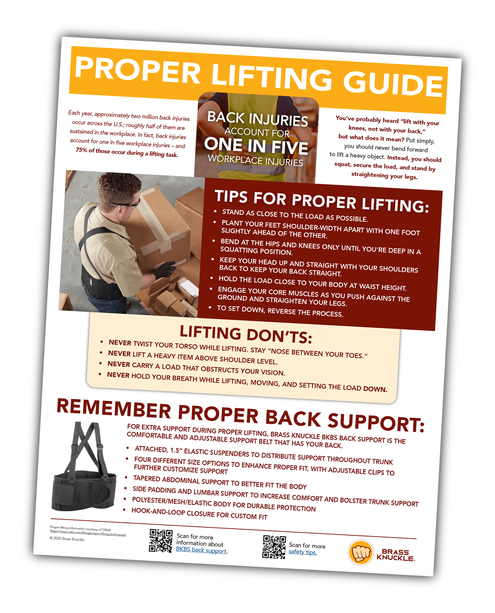 Proper lifting support from Brass Knuckle® - Material Handling Wholesaler
